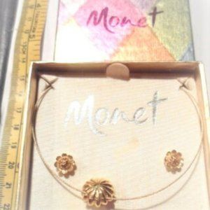 Monet | Jewelry | Monet Necklace Earring Set Gold Tone W Box Pink Stone ...
